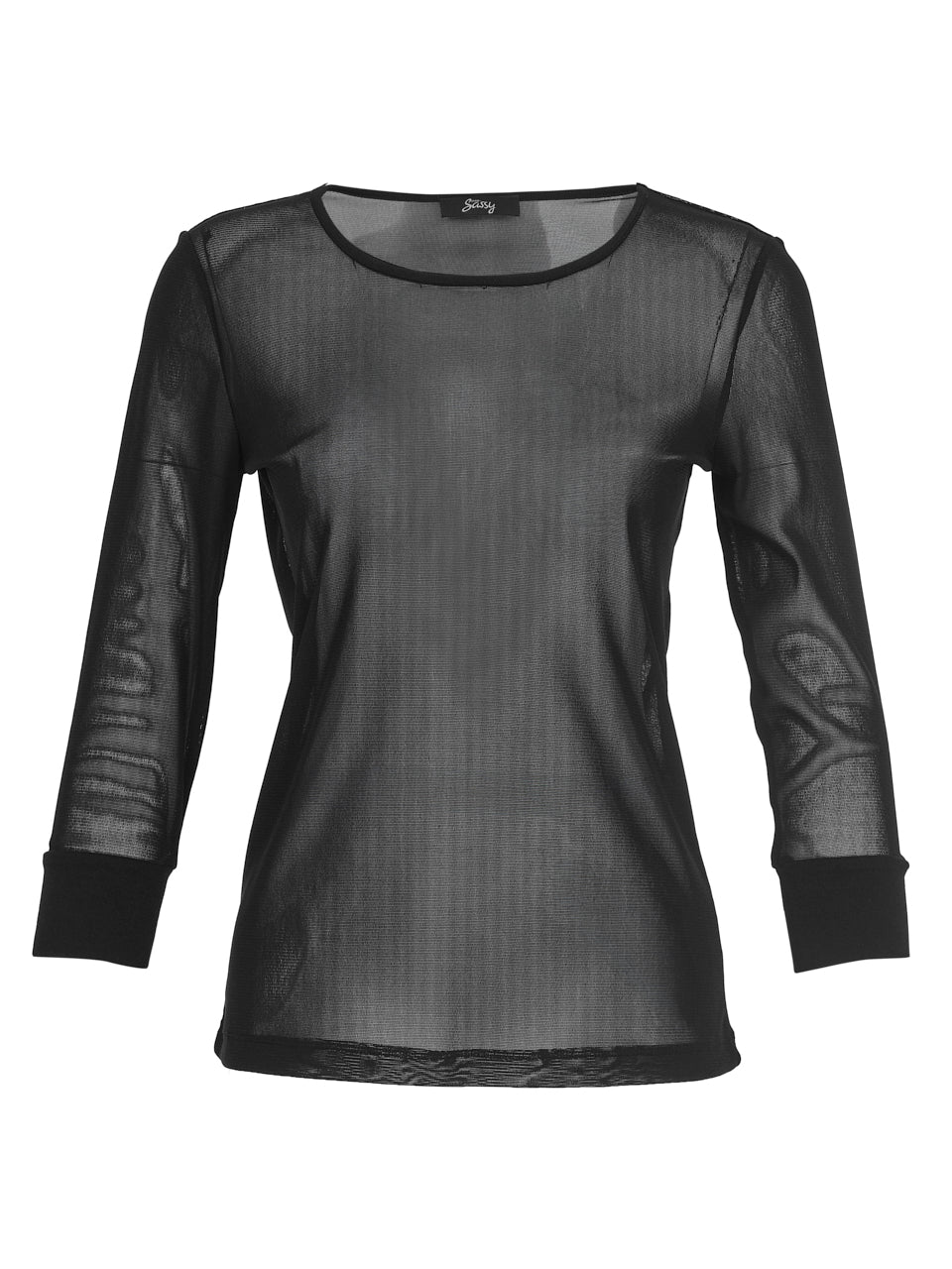 Eversassy Sheer Mesh Top Black Fashion House
