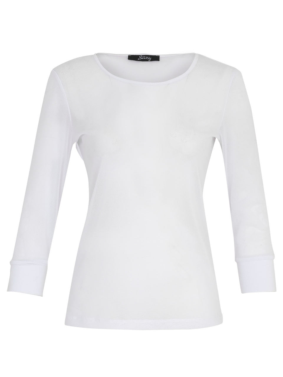 Ever Sassy Sheer Mesh Top-White – Fashion House