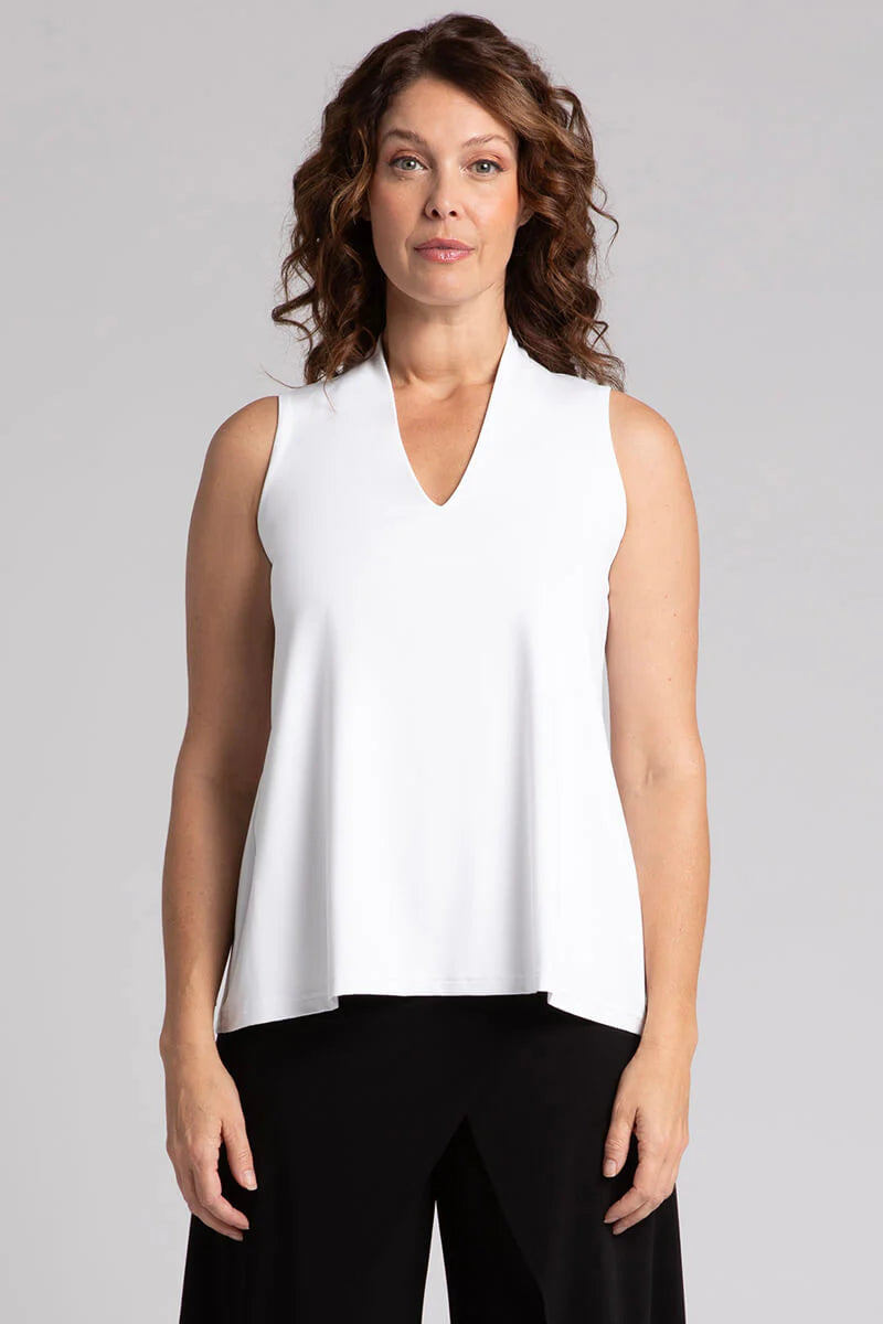 Sympli Deep V Trapeze Tank | White – Fashion House